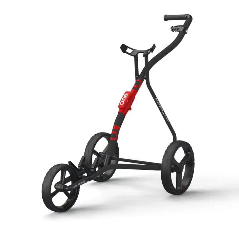 Wishbone One Charcoal Black/Red Push Cart | One Golf