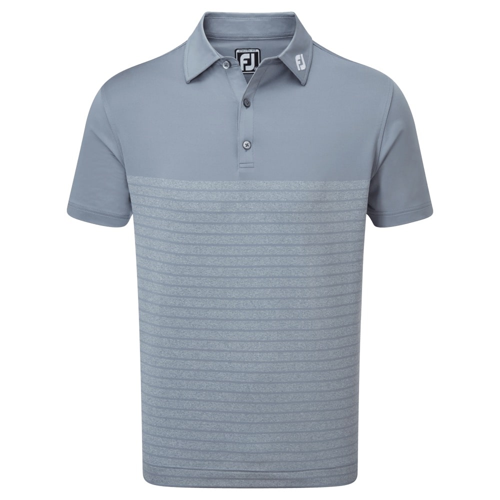 FootJoy Heather Striped Lisle Graphite Golf Polo Shirt | One Golf